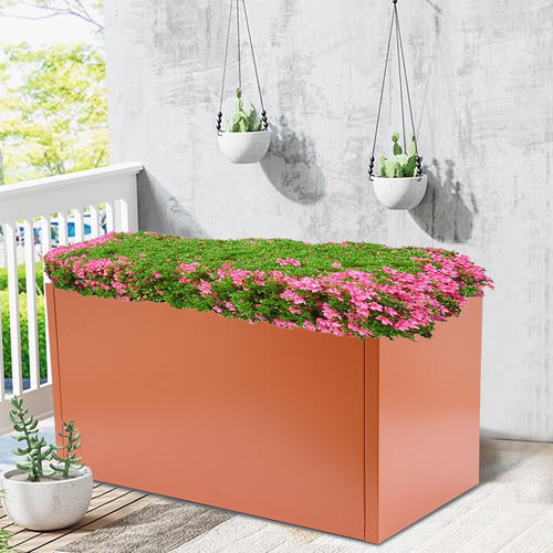 Indoor Outdoor Planter Box Floor Standing Planter Rectangular w/ 2 ...
