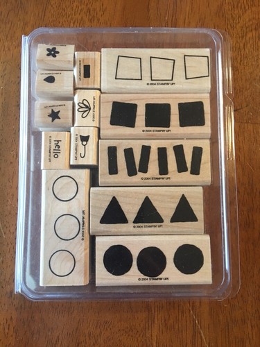 Stampin' Up FUN WITH SHAPES Set 13 Wood Mounted Rubber Stamps Lot ...