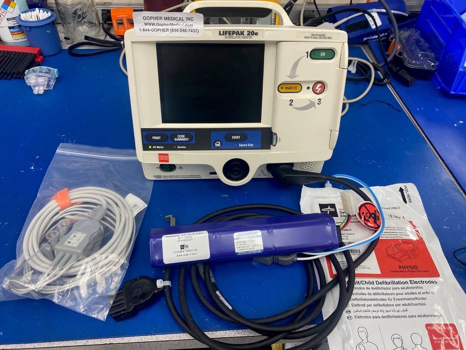 Physio Control Lifepak 20E RECERTIFIED Monitor W/SP02 & All Accessories ...