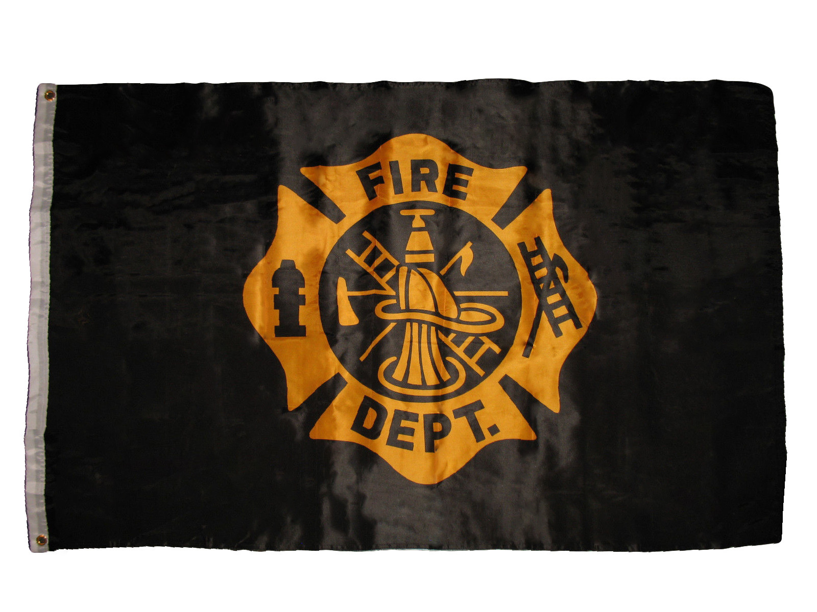 3x5 Fire Department Black and Gold Premium Quality Flag Banner Grommets ...