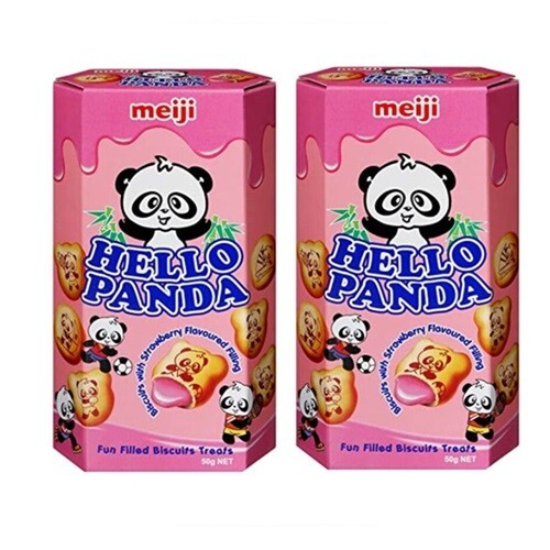 914058 2 x 50g BOX MEIJI HELLO PANDA BISCUITS WITH STRAWBERRY FLAVOURED ...
