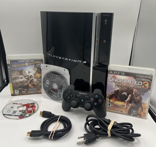 Sony PlayStation 3 PS3 FAT 80GB Console CECHL01 Bundle - 4 Games ...