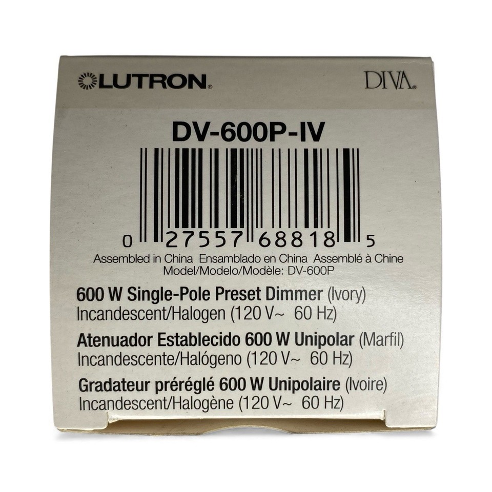 Lutron DIVA 600W Single-Pole Preset Dimmer Switch, Ivory (DV-600P-IV ...