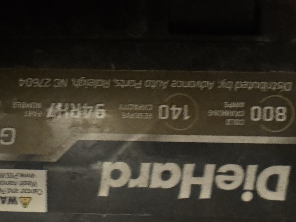 Diehard Gold H7/94R Battery. 800 CCAs 5/24 Sticker | eBay