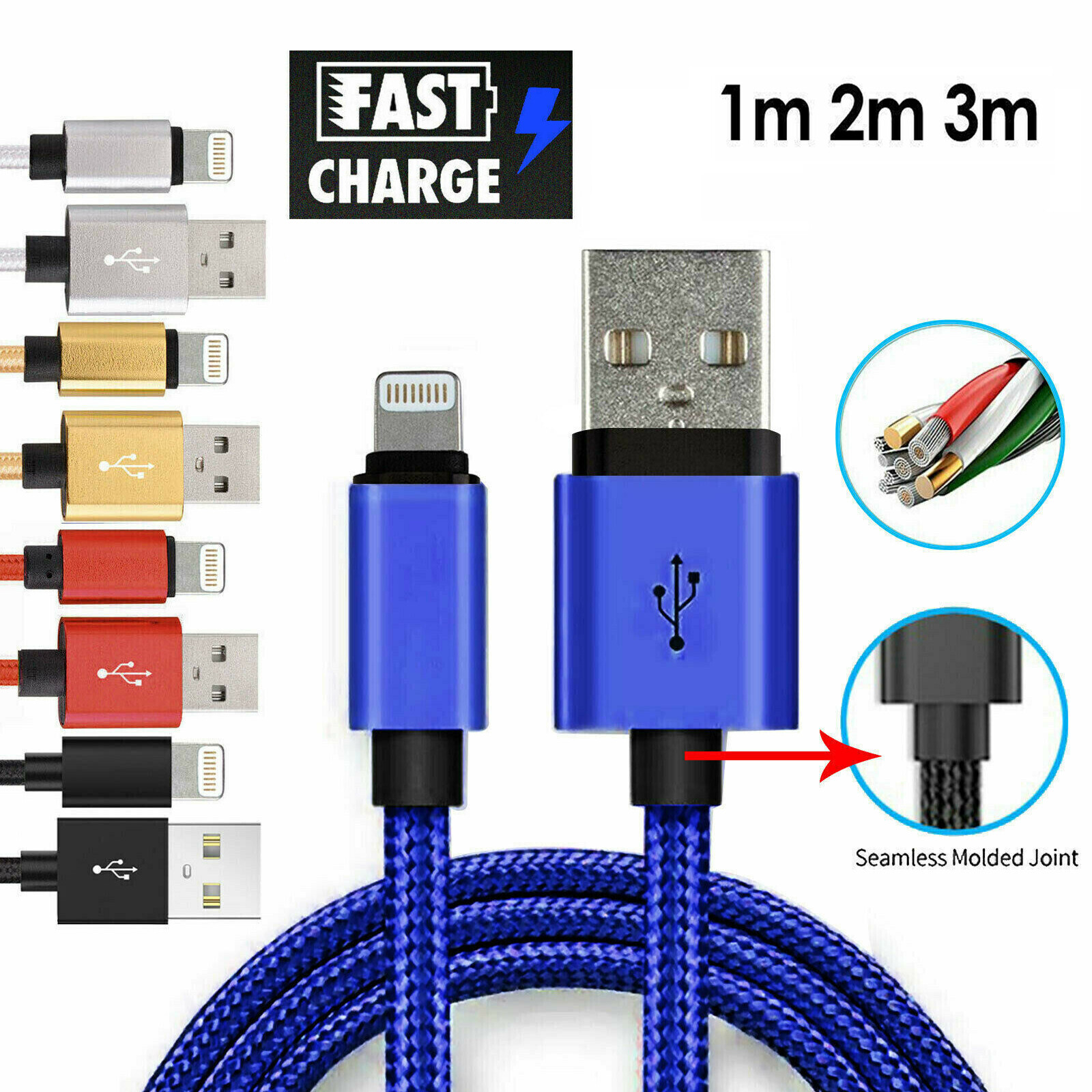 USB Cable For iPhone 11 Pro X XR XS Max 8 7 Plus 6 6s 5 5s Fast Charge ...