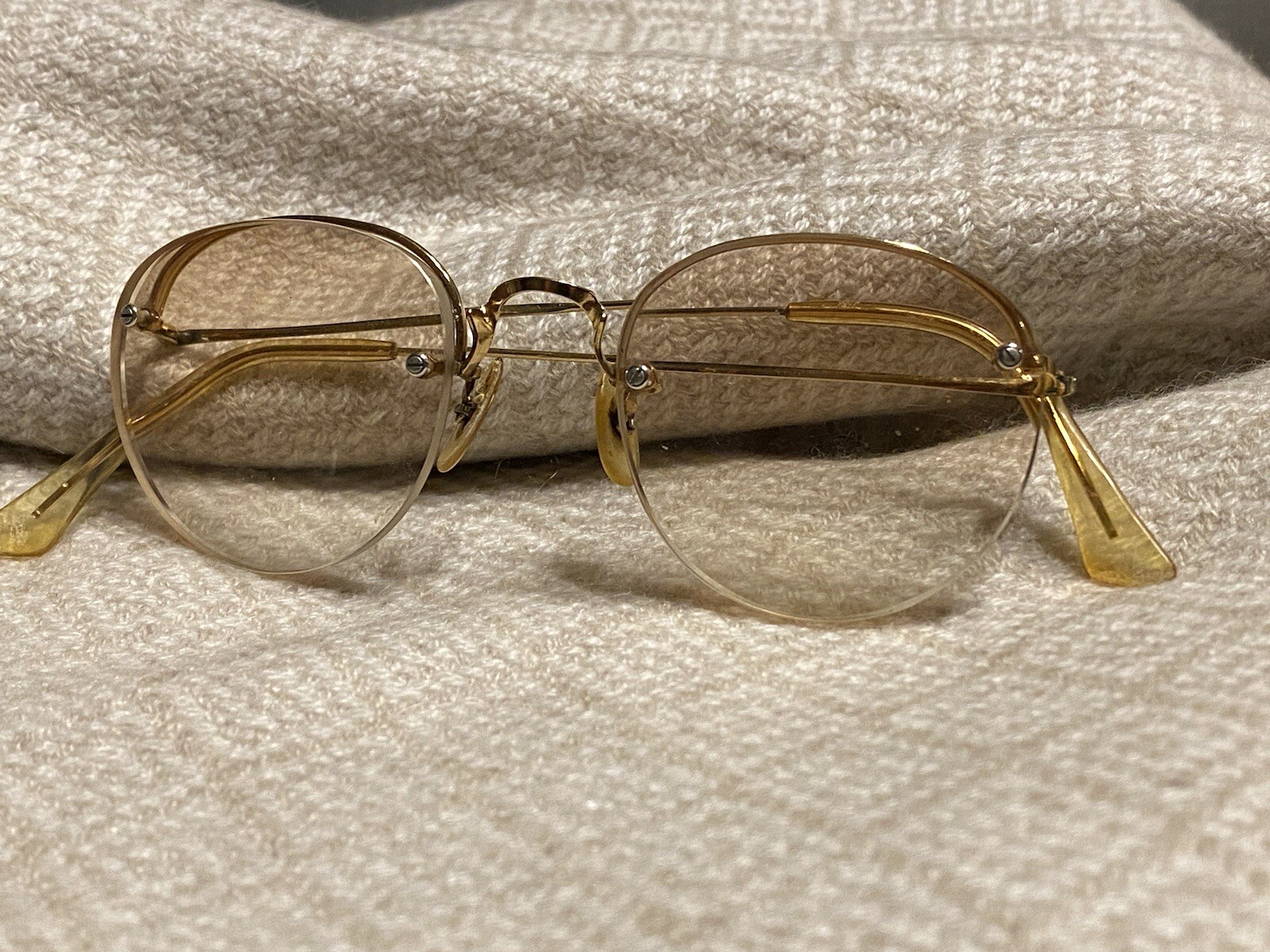 Antique SC USA Gold Tone Wire Rimmed Eyeglasses Thick Lenses | eBay