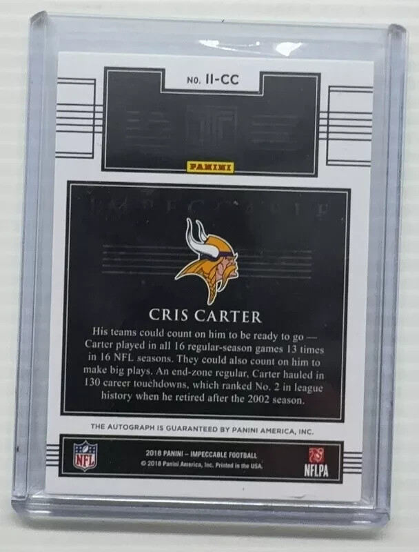 2018 Panini Impeccable Cris Carter Indelible Ink Auto Autograph #05/10 ...