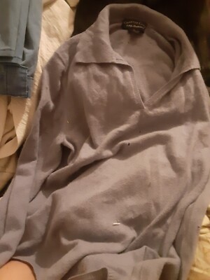 100% Cashmere YARN Charter Club 2 ply long sleeve V neck FLAWED Yarn ...