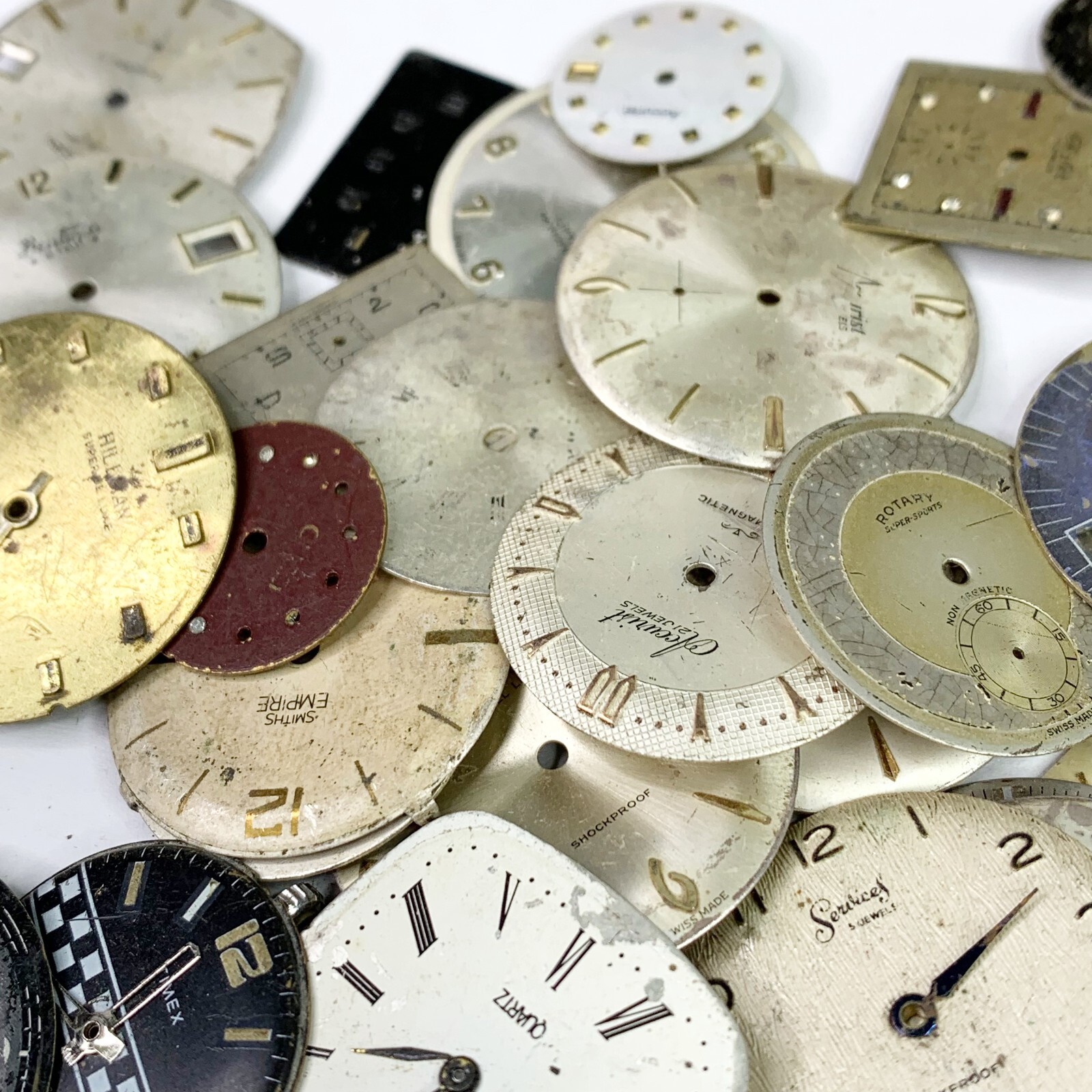 10 Watch Dials Face Art Deco Distressed Steampunk Part Watchmaker Lot ...