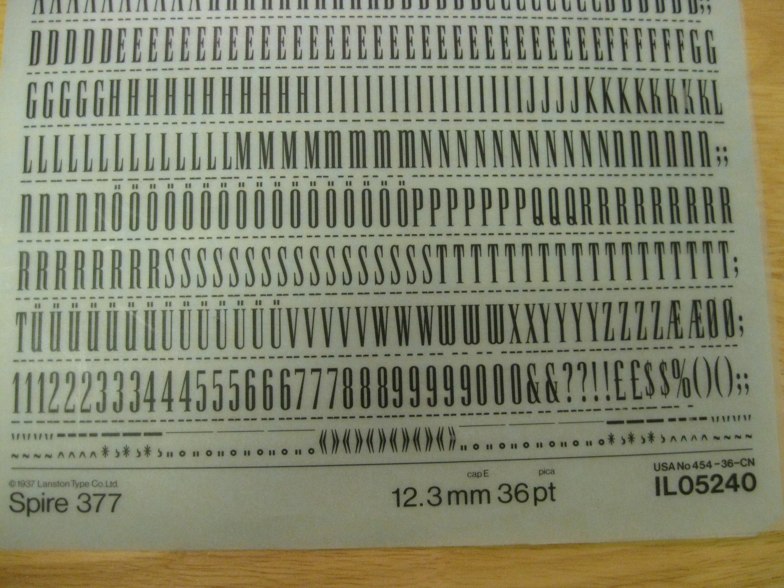 .1 x Letraset Black Letters & Numbers 36pt 12.3mm Spire 377 Sheet ...