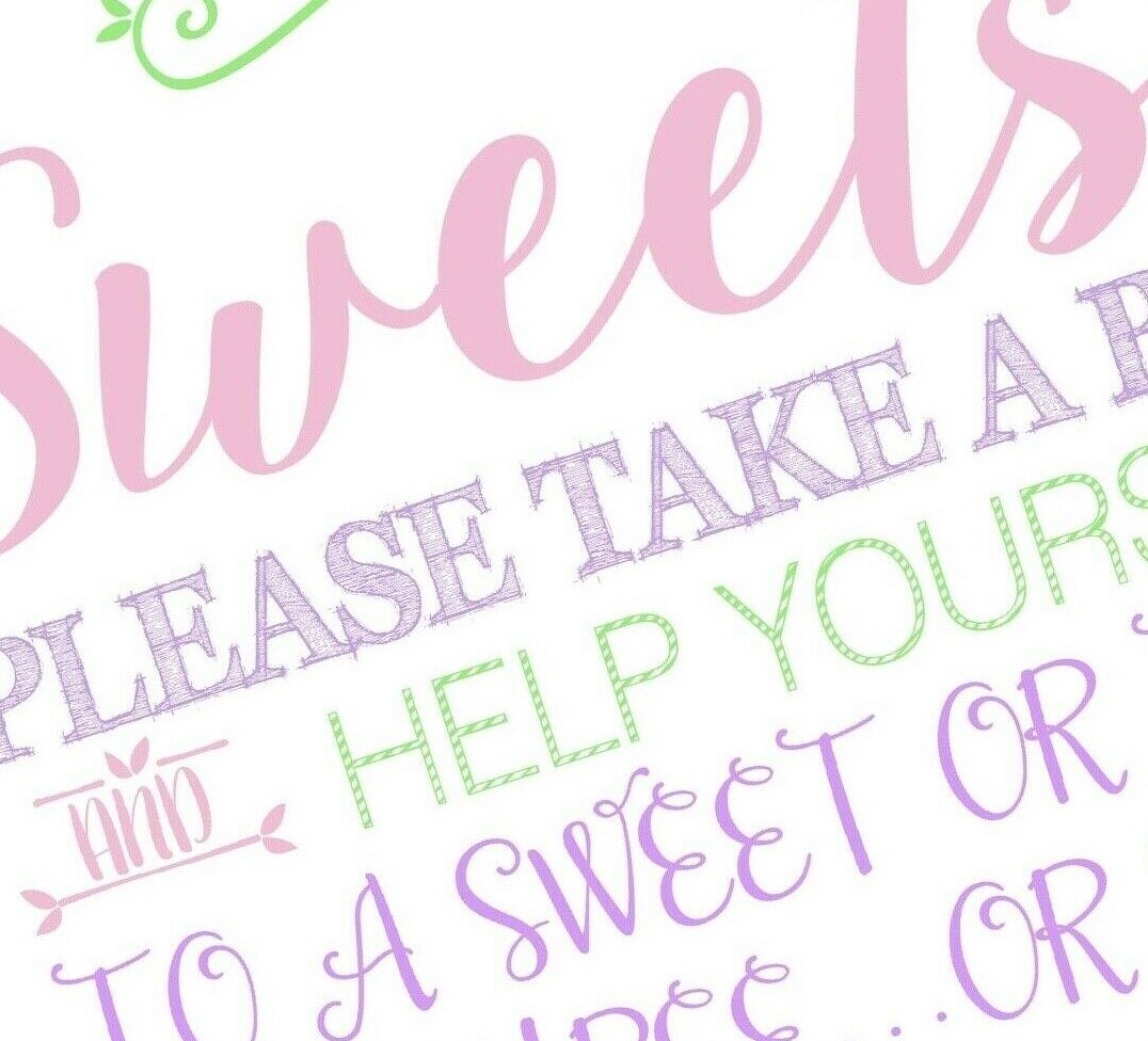 Sweet Table Candy Stall Cart Buffet Jar Sign With Easel Wedding Party ...