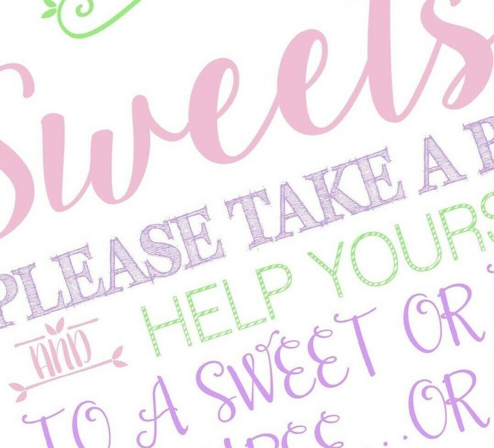 Sweet Table Candy Stall Cart Buffet Jar Sign With Easel Wedding Party ...