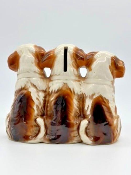 Vintage Cermic Coin Bank Piggy Bank Three Saint Bernard Dogs With Money ...