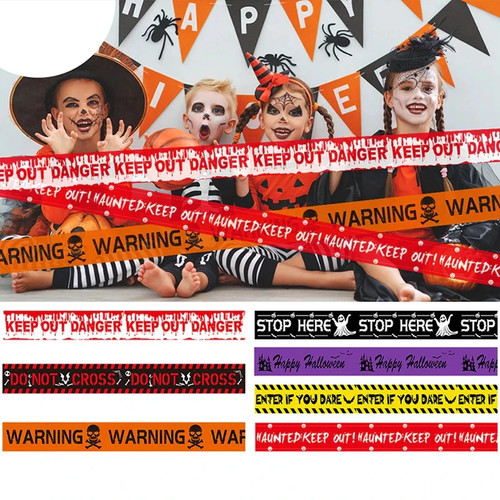 Haunted Keep Out Halloween Props Warning Sign Tape Halloween Decoration ...