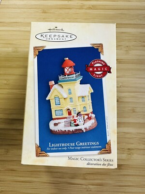 Hallmark Lighthouse Greetings Christmas Holiday Ornament Magic Light ...