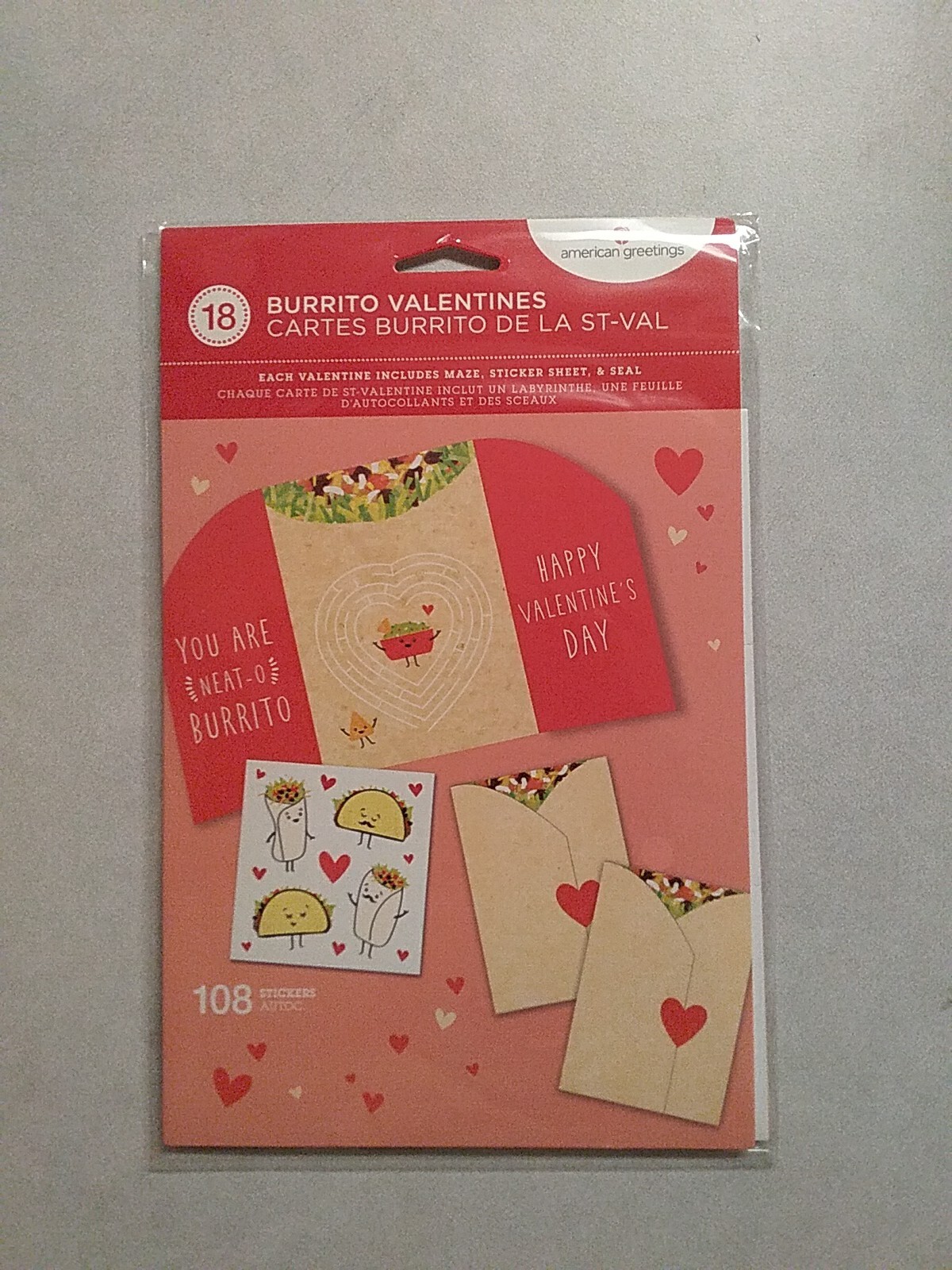 18 Pack Classroom Party Burrito Valentines & Stickers | eBay