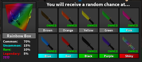 RAINBOW KNIFE BOX FROM MM2 SHOP🌈💚**FAST DELIVERY**🌈🧡MM2 ROBLOX💜🌈10 ...