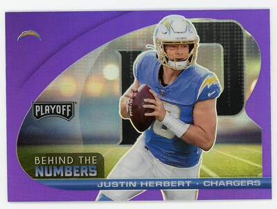 2021 Panini Playoff Justin Herbert Behind the Numbers Purple Prizm ...