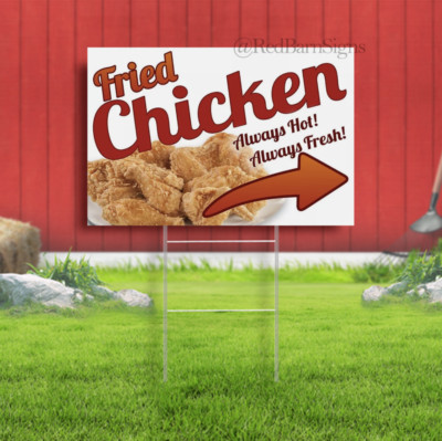 Fried Chicken Arrow Lawn Yard Sign Single-Sided with metal H-Stakes | eBay