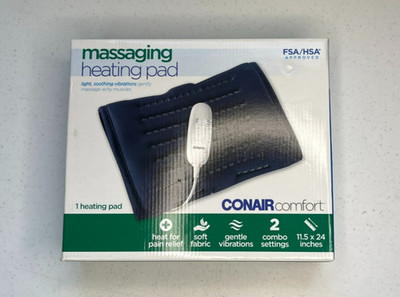 Conair Massaging Heating Pad for Pain Relief 11.5 x 24", Vibrations ...