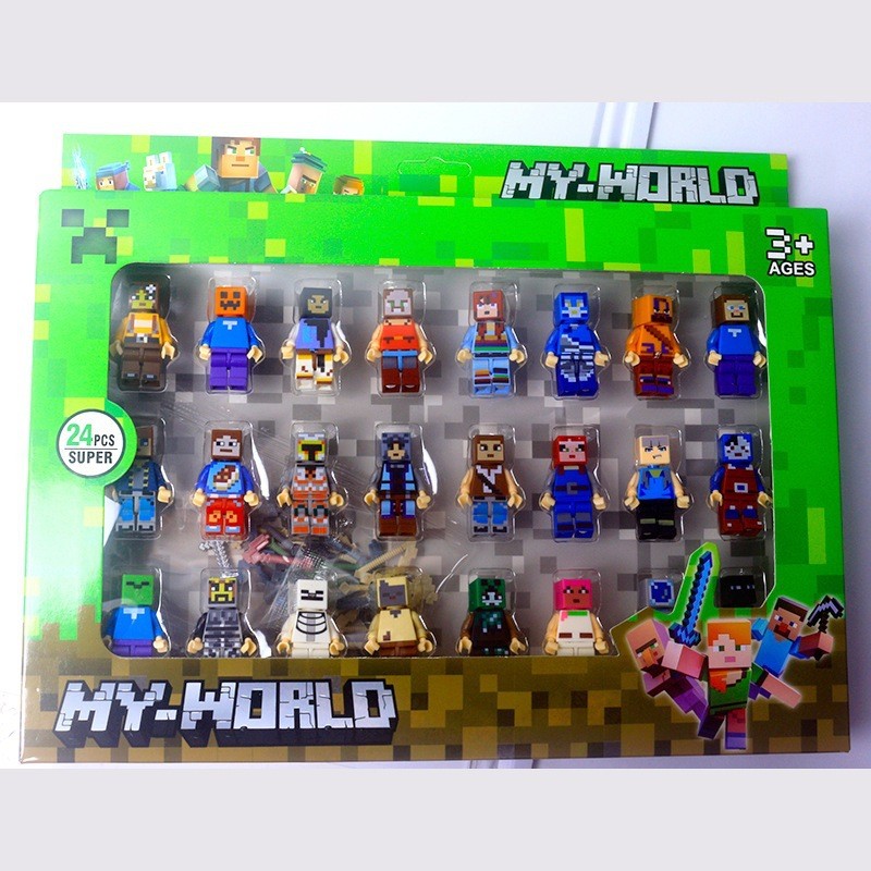Set of 24 Minecraft Figures- Minecraft Overworld Action Figure Set UK ...