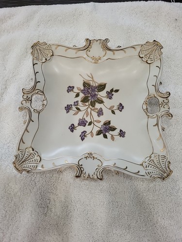 Vintage Lefton Purple Hand Painted Flower Pattern Plate China | eBay