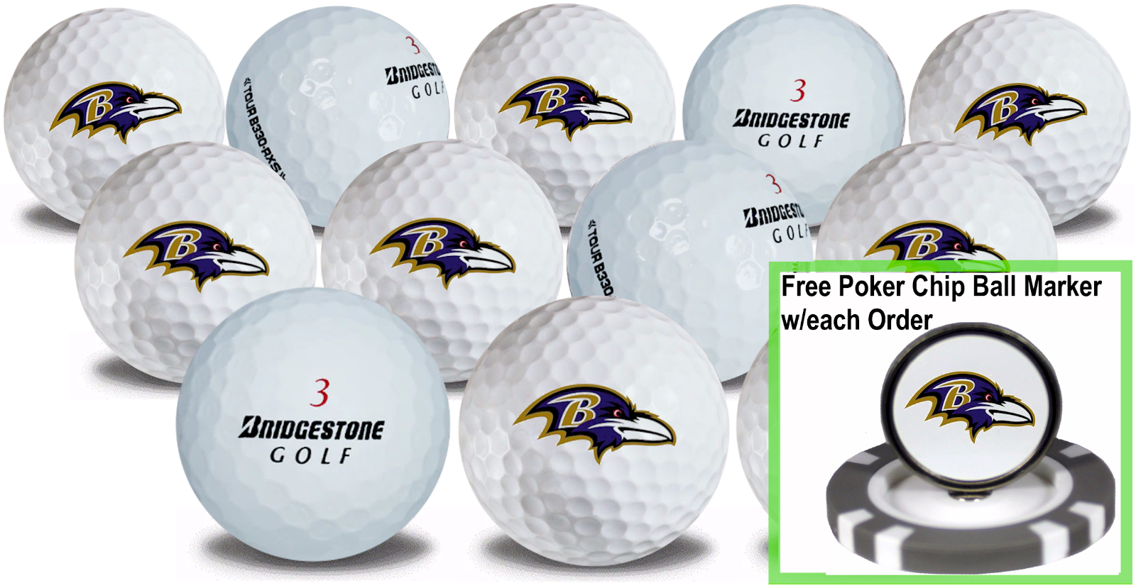 Baltimore Ravens Golf Balls 12 pack Bridgestone B330-RX Refinished | eBay