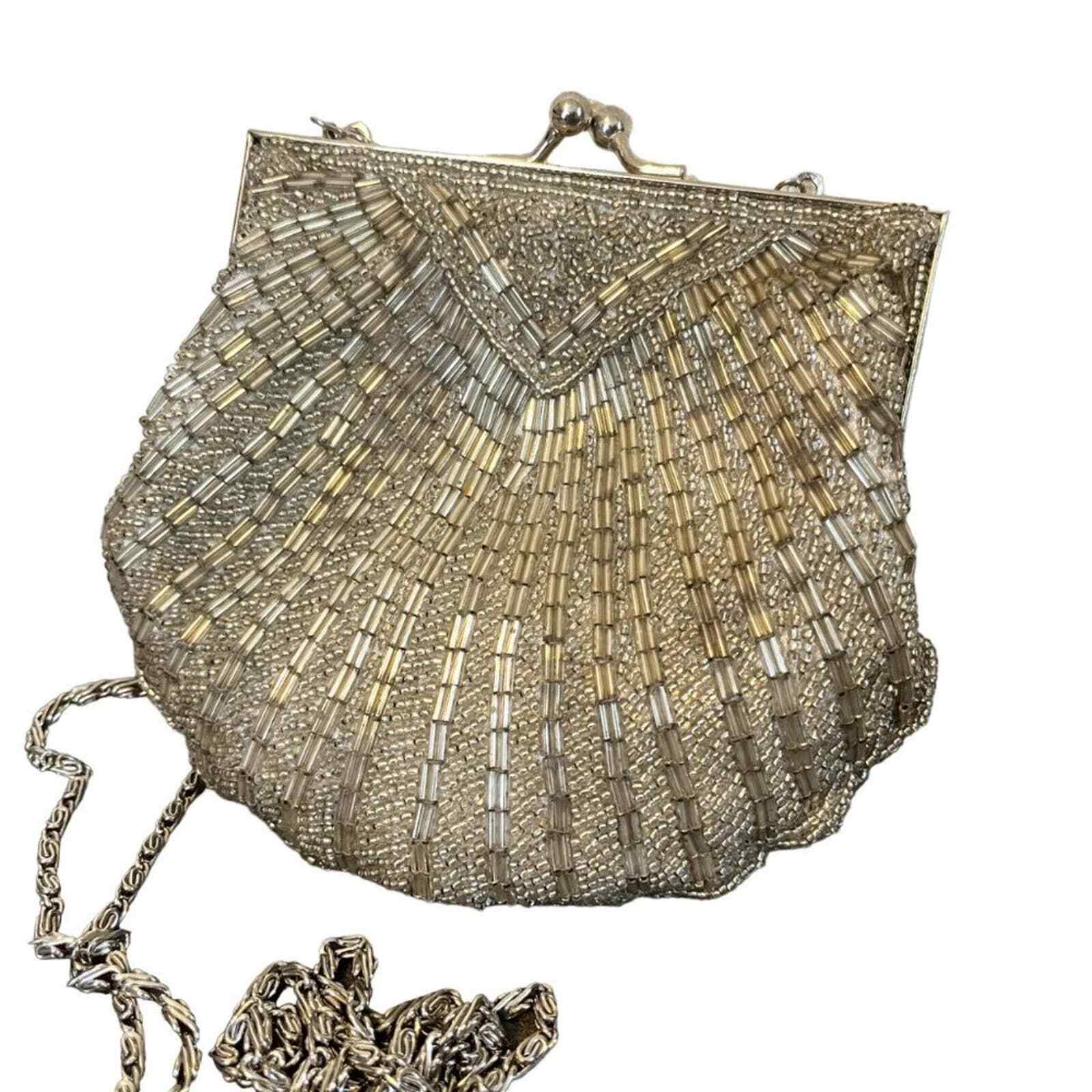 Vintage VALERIE STEVENS Clam Shell Beaded Evening Bag… - Gem