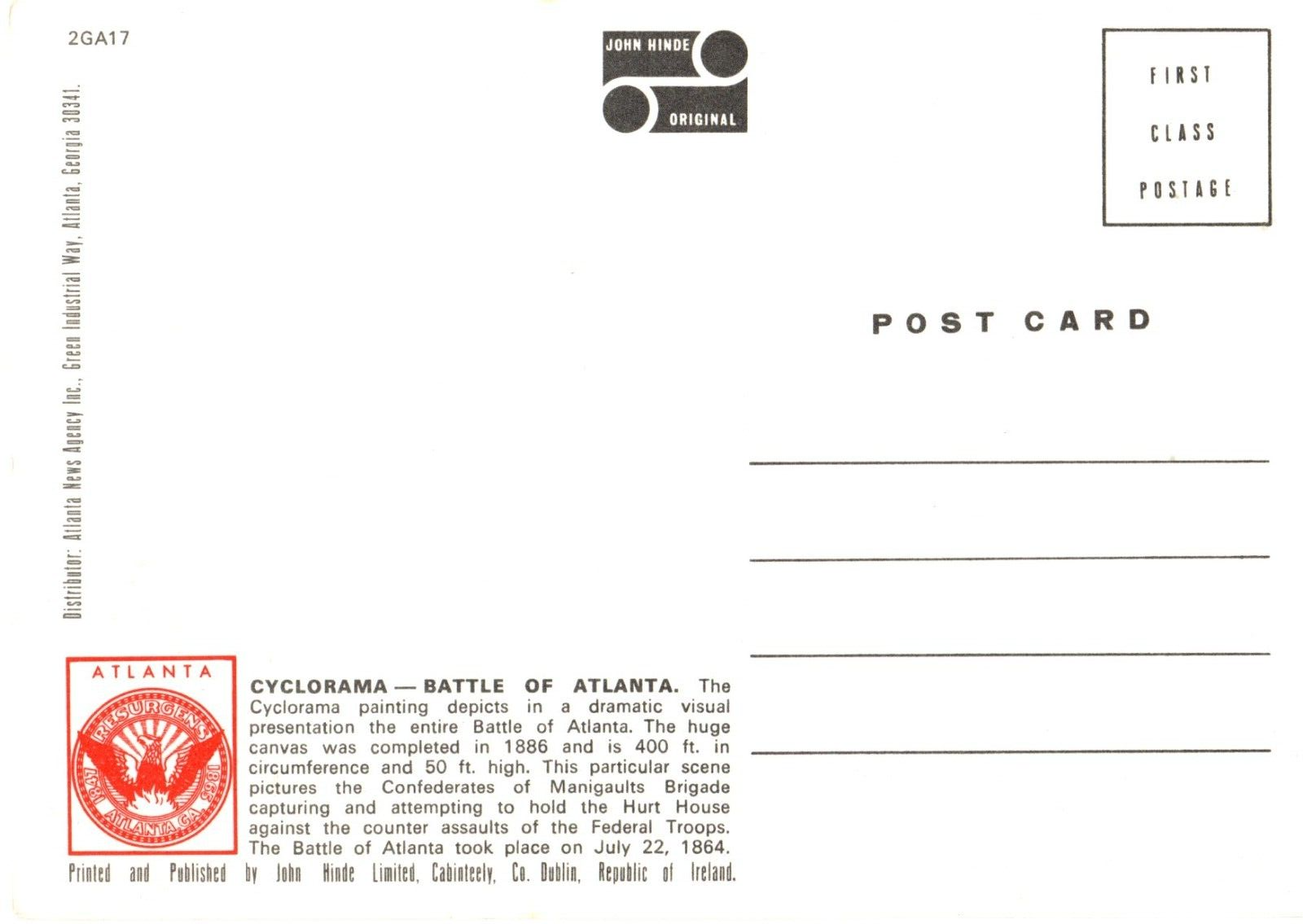 Cyclorama, Battle of Atlanta, GA Art Postcard | eBay