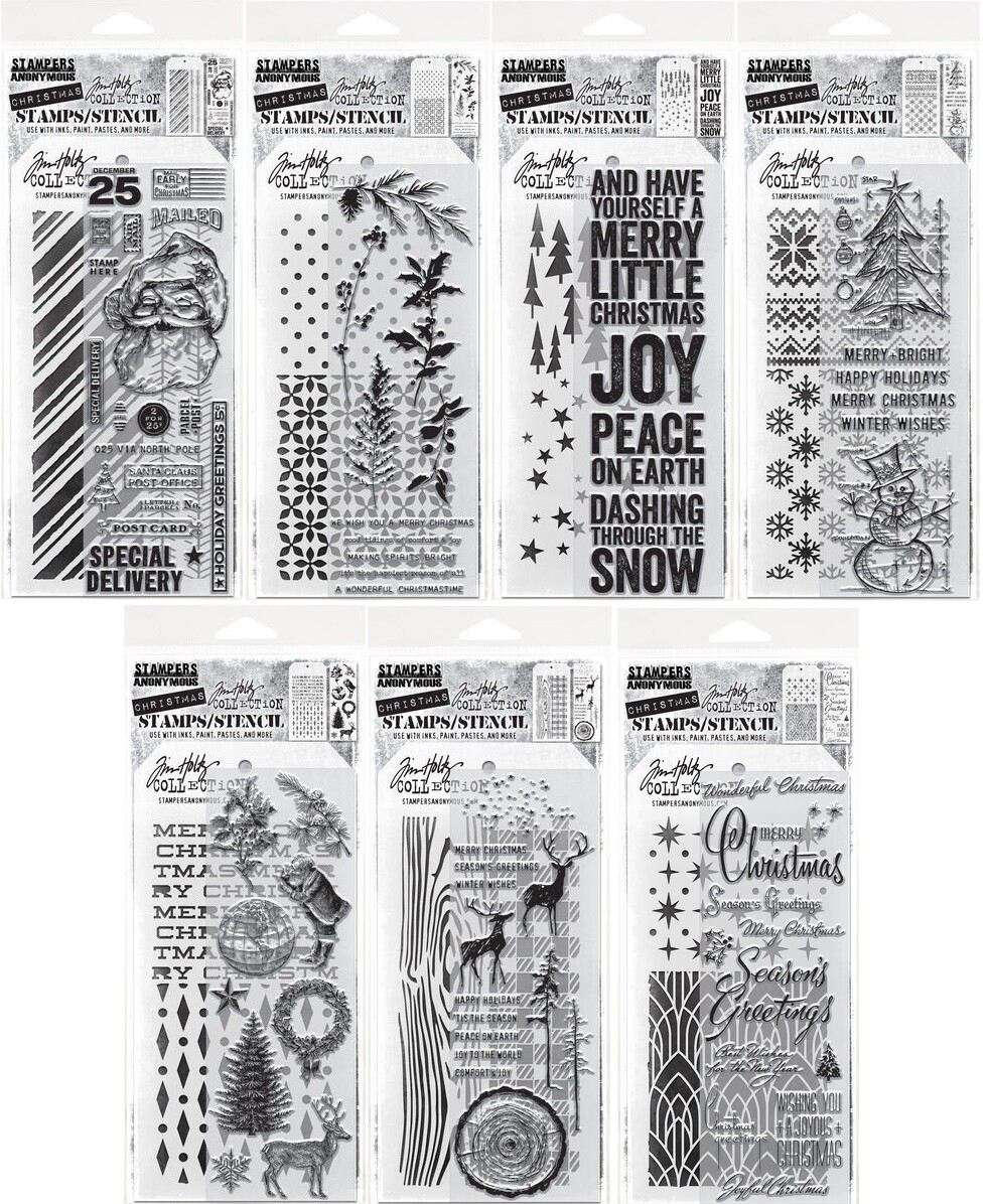 Stampers Anonymous Tim Holtz Christmas Holiday Stamp & Stencil Sets YOU ...