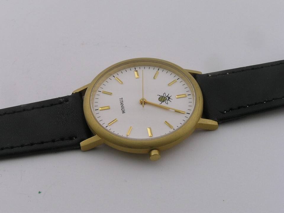 Oui Bee Art Watch Bee Logo Titanium Case Gold Color | eBay