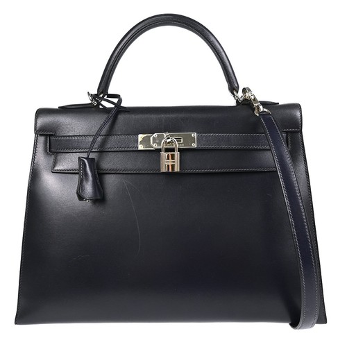 Hermes Blue indigo Box Calf Kelly 32 Sellier Handbag 10 E XX08094 | eBay
