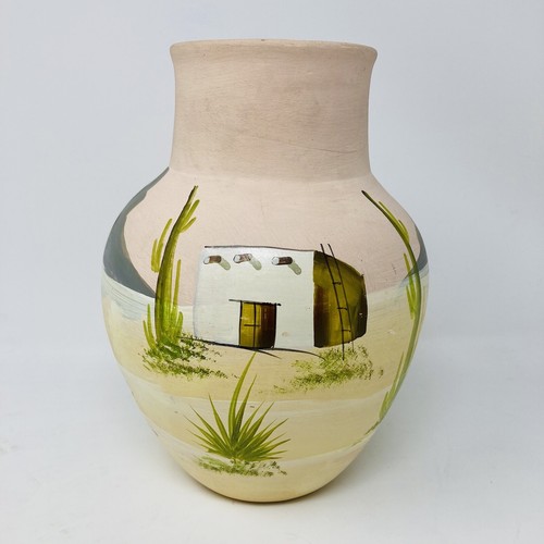 Mexican Folk Art Pottery Tijuana, Mex2 Hand Painted Vase OXX 9”T 3.5”W ...