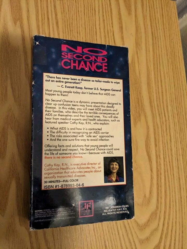 No Second Chance VHS Jeremiah Films 1991 Sex Drugs AIDS Exploitation ...