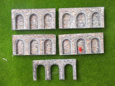 5 Retaining Wall Arches 1/87 ho scale painted stone 12cmx5,5cm arch ...