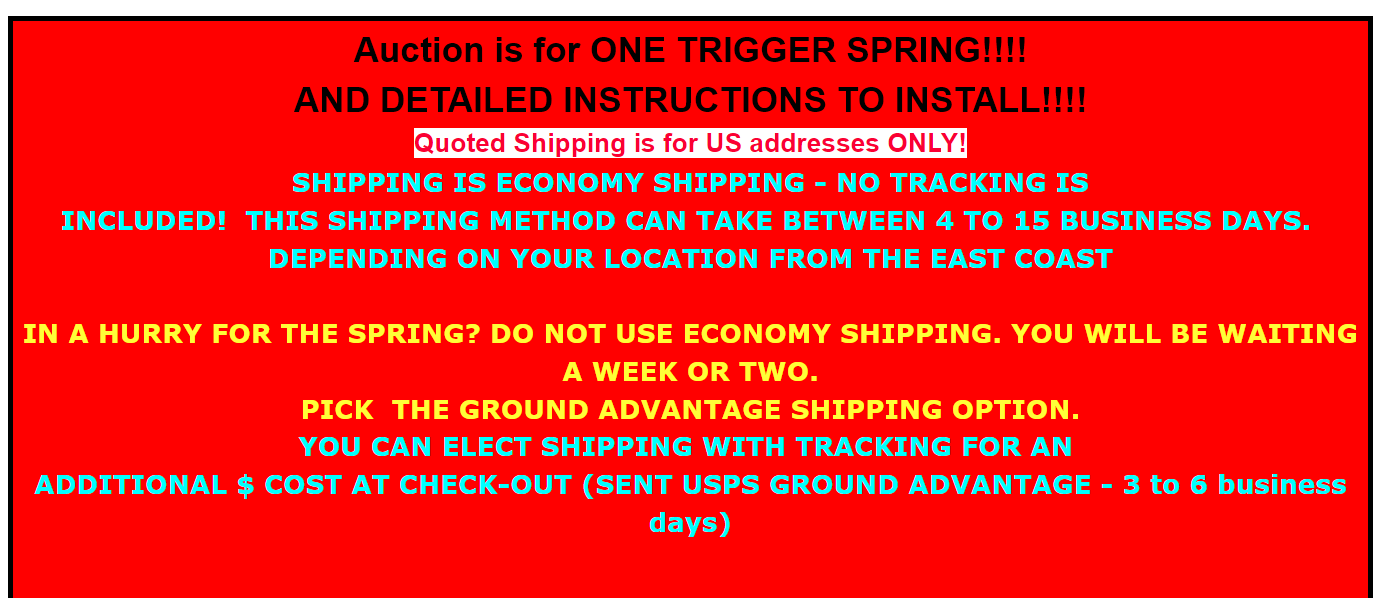 DAISY No. 25 Pump Gun TRIGGER SPRING for BB Air Rifle Gun, YOU PICK ...