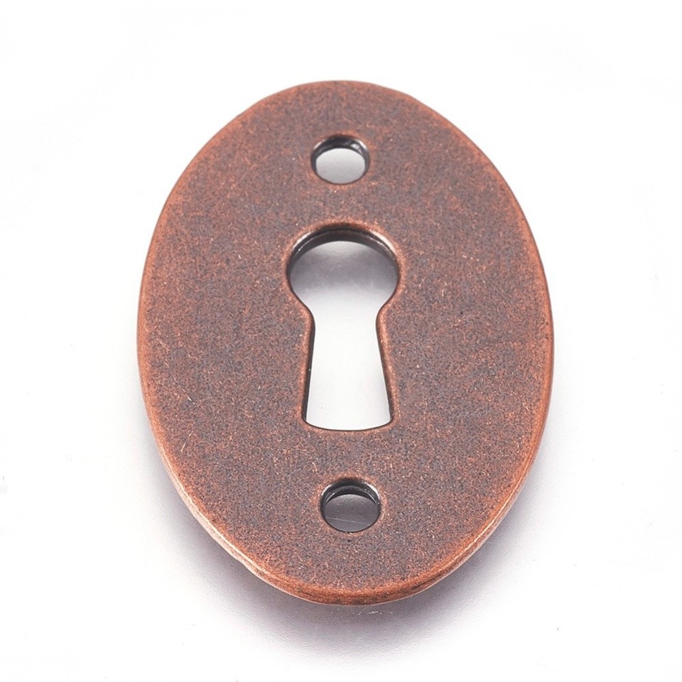 Keyhole Pendant Connector Antiqued Copper Steampunk Lock Charm Oval ...