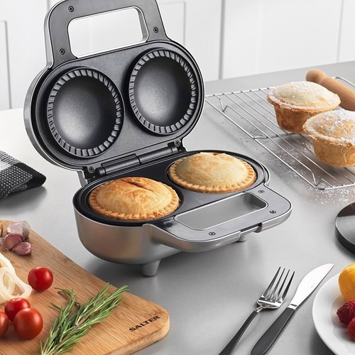 ***Giles&posner Grey XL Double Pie Maker Machine Non-Stick w Cutter BOX ...