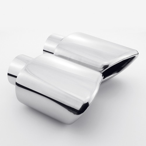 Exhaust Tips 2.25" Inlet Rectangle Rolled Edge Slant One Pair Stainless ...