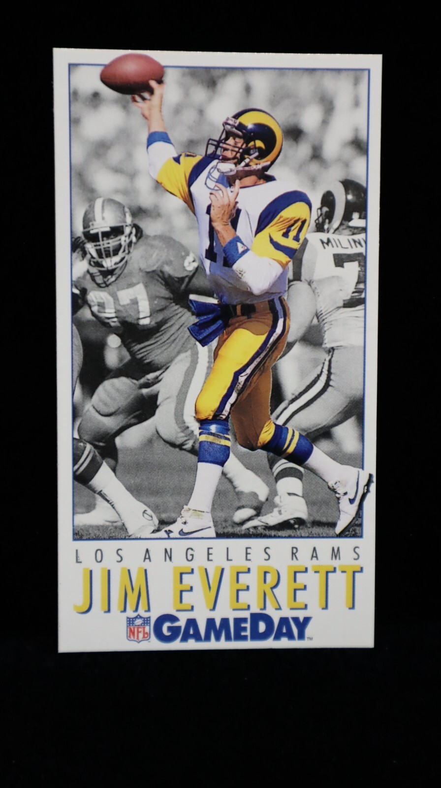 1992 Jim Everett Los Angeles Rams Hand Cut GameDay Box Top Blank Back ...