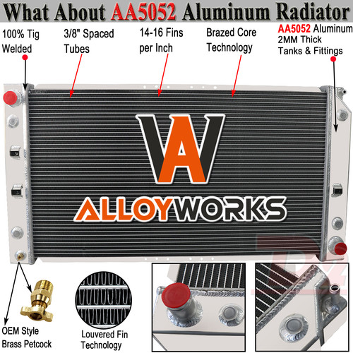 3Row Aluminum Radiator For 1994-96 Chevy Caprice Impala Cadillac 4.3 5 ...