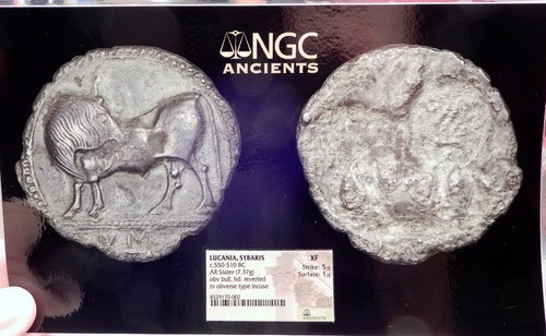 SYBARIS in LUCANIA 550BC Silver Nomos Stater Ancient Greek Coin BULL ...
