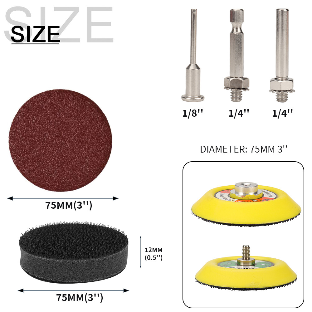 100Pcs 3 Inch Sanding Discs Tool Sponge Block Hook & Loop Pads 80-3000 ...