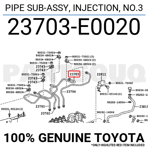 23703E0020 Genuine Toyota PIPE SUB-ASSY, INJECTION, NO.3 23703-E0020 | eBay