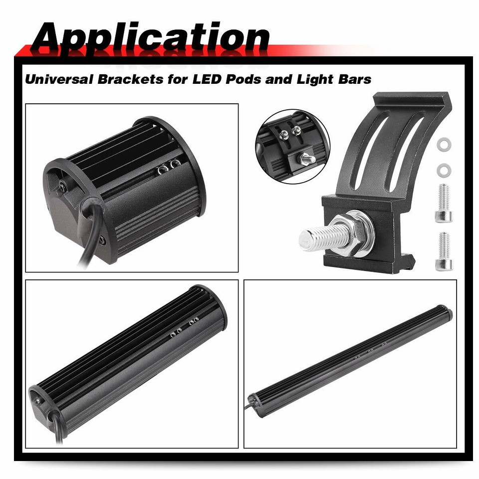 2Pcs Universal Mounting Brackets Mount Rotating For LED Work Light Bar ...