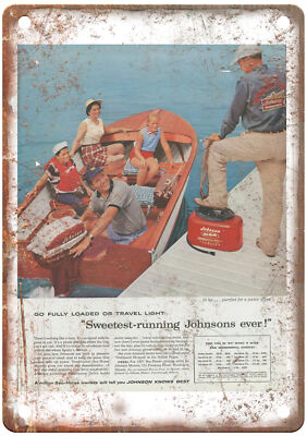 Vintage Ad 1957 JOHNSON OUTBOARD Motor Reproduction Metal Sign L176 | eBay