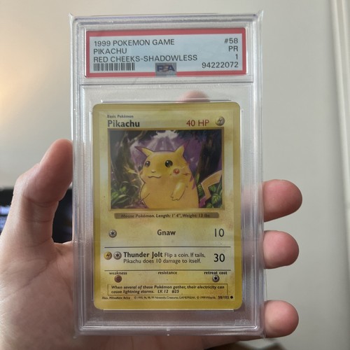 PSA 1 POOR Pikachu Base Set 58/102 Red Cheeks Shadowless Pokemon Card ...