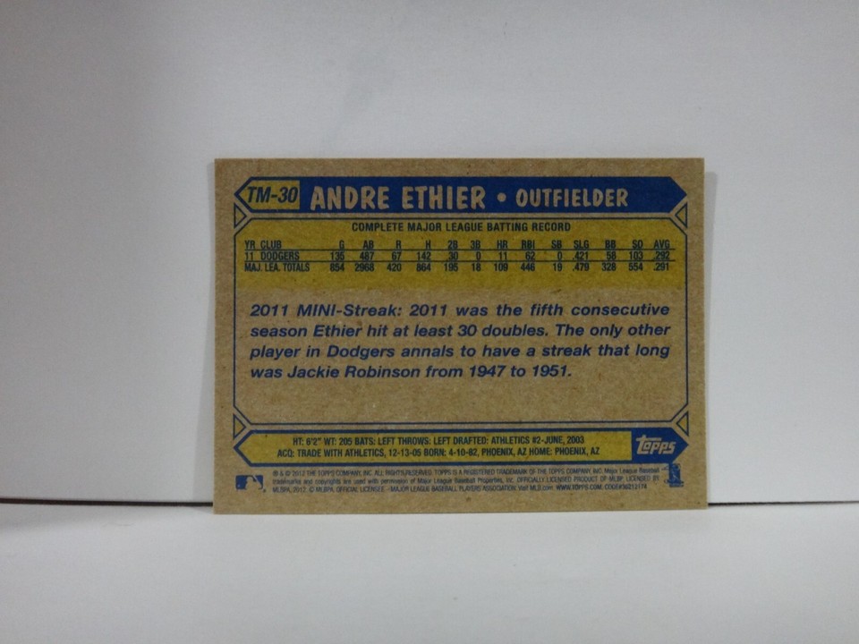 2012 Topps 1987 Topps Minis Los Angeles Dodgers Baseball Card #TM30 ...