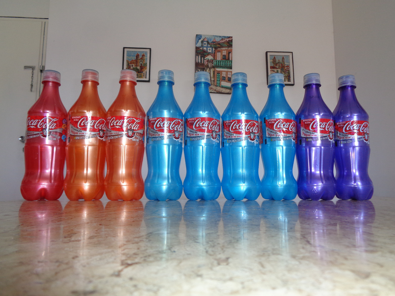 Lot of 8 Rare Methalic Coke Bottles from Brazil 2005 - Coca-Cola Soda ...
