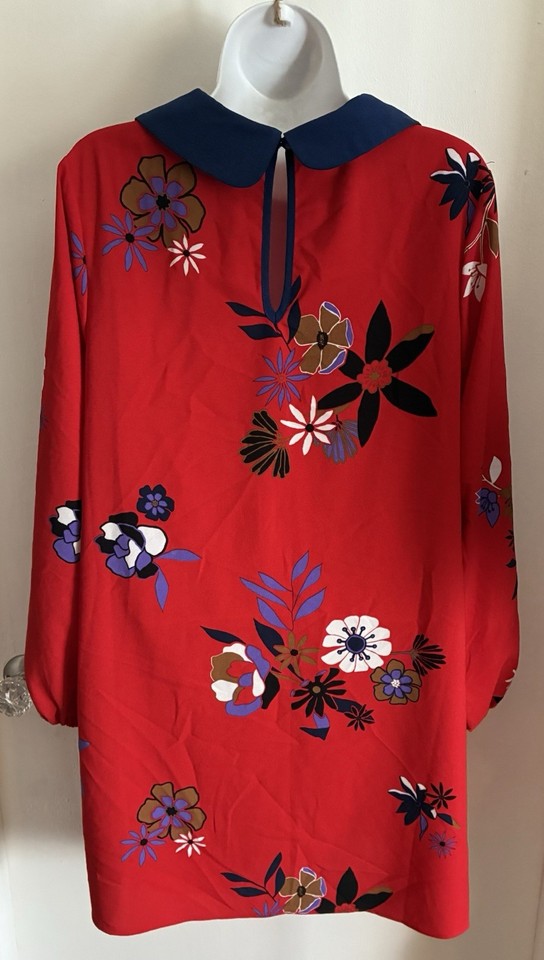 Modcloth Red VTG 60s MOD Peter Pan Collar Floral Preppy Retro Mini ...